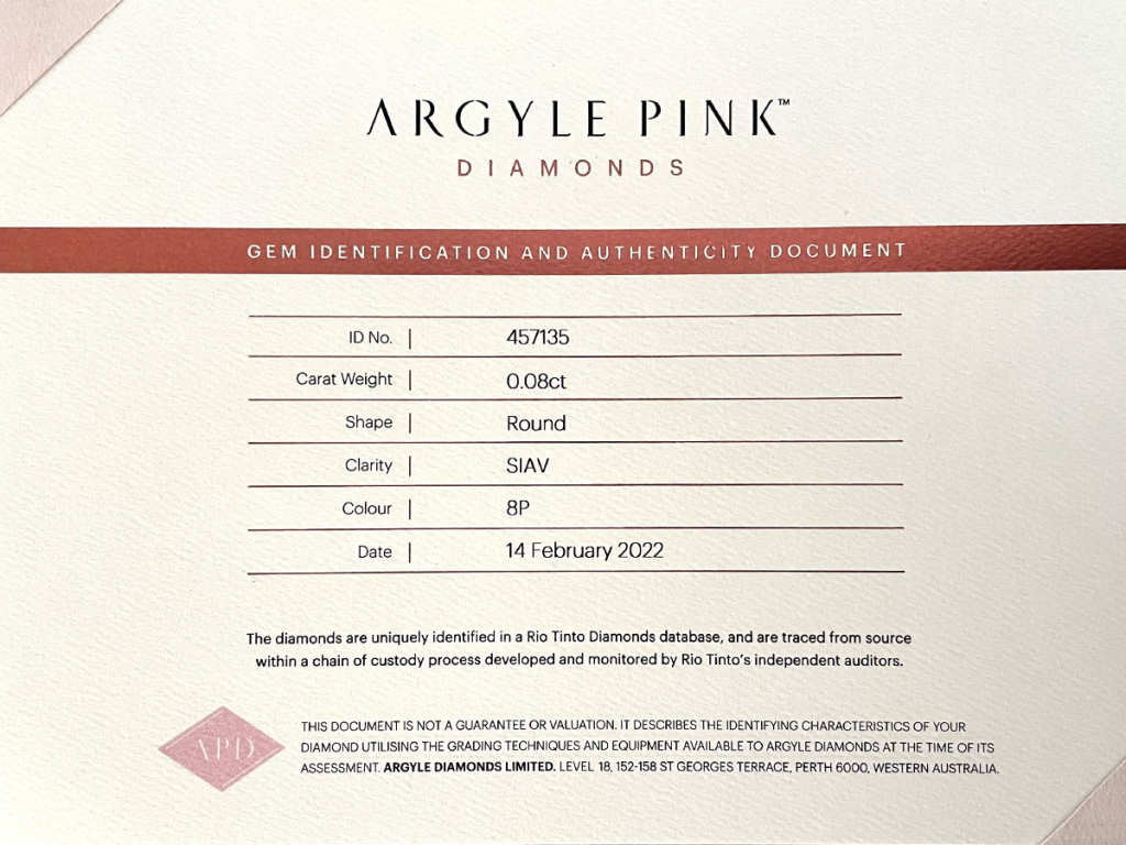 Růžový diamant 0.08ct 8P (Fancy Pink)/SIAV s ARGYLE certifikátem | VVDiamonds