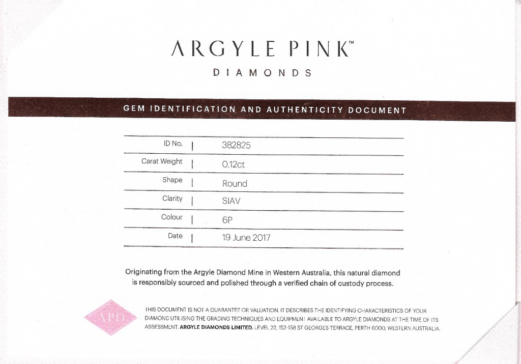 Růžový diamant 0.12ct 6P (Fancy Intense Pink)/SIAV s ARGYLE certifikátem | VVDiamonds