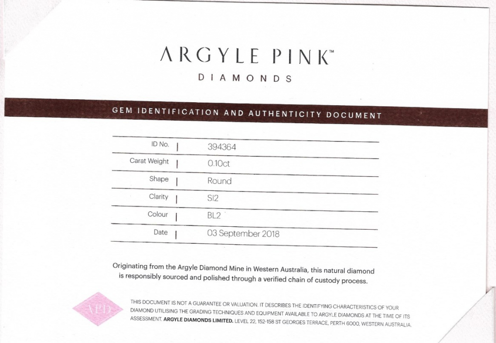 Pár fialových diamantů 0.20ct Fancy Gray-Violet BL2/I1-SI2 s ARGYLE a ...