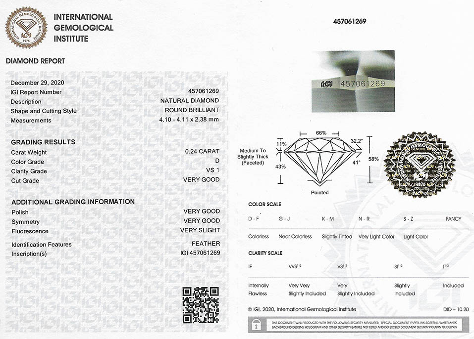 Diamant 0.24ct D/VS1 s IGI certifikátem | VVDiamonds